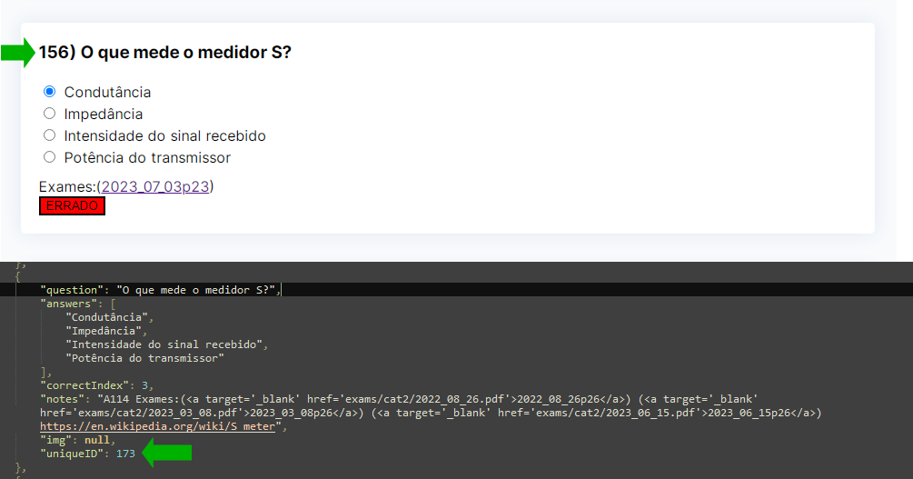 Colocar o uniqueID a frente ou a tras das perguntas tanto na bateria como nos exames. · Issue ...