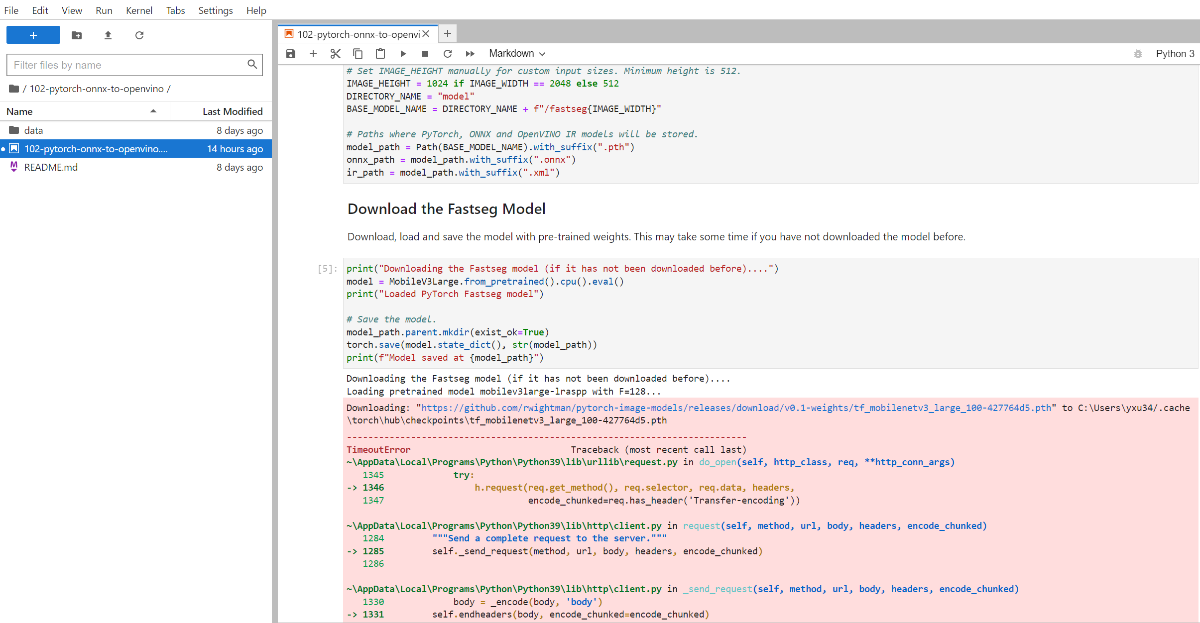 timeout error when running 102 jupter NB · Issue #738 · openvinotoolkit/openvino_notebooks · GitHub