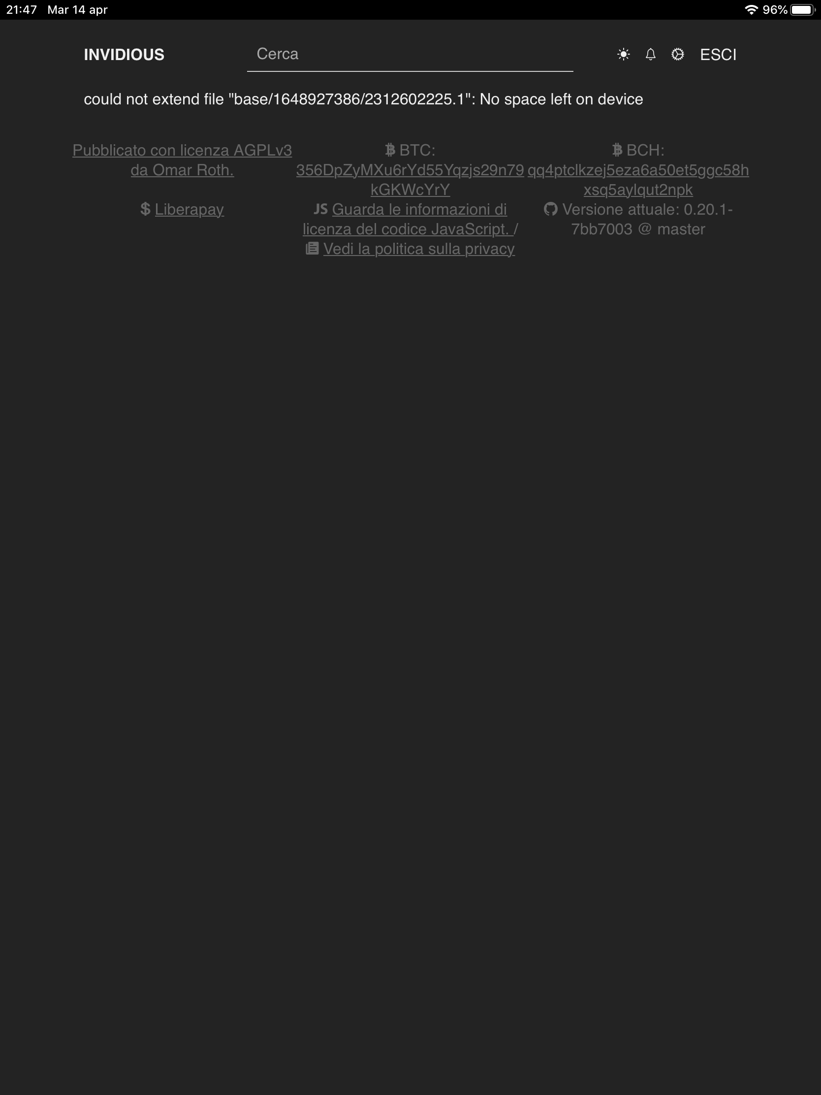 No space left on main instance · Issue #1116 · iv-org/invidious · GitHub