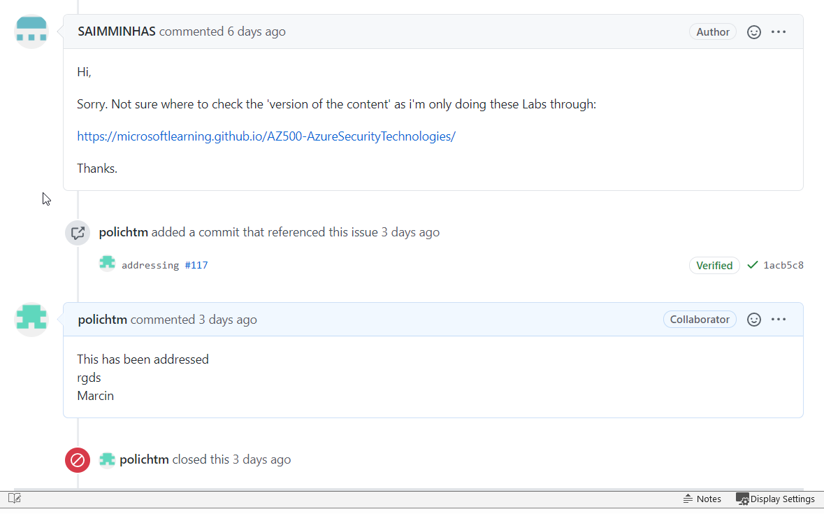 Can't verify the access to the 'external AKS-hosted service' in 'Lab 09 ...