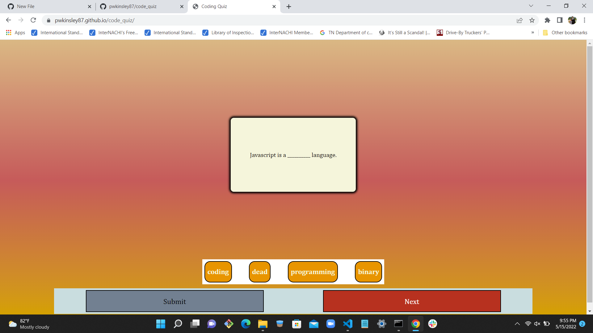 GitHub - pwkinsley87/code_quiz