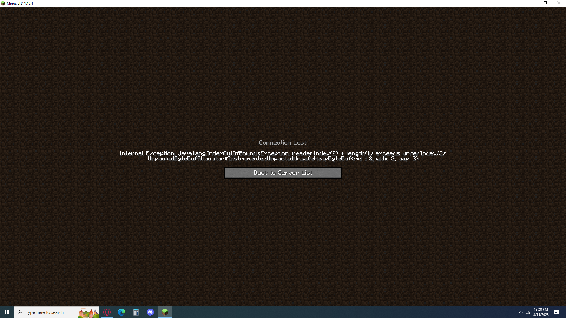 Getting An Error Code After Only Playing For A Short Time · Issue 1133 · Chiselsandbitschisels 