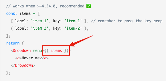 Property 'menu' does not exist on type 'IntrinsicAttributes ...