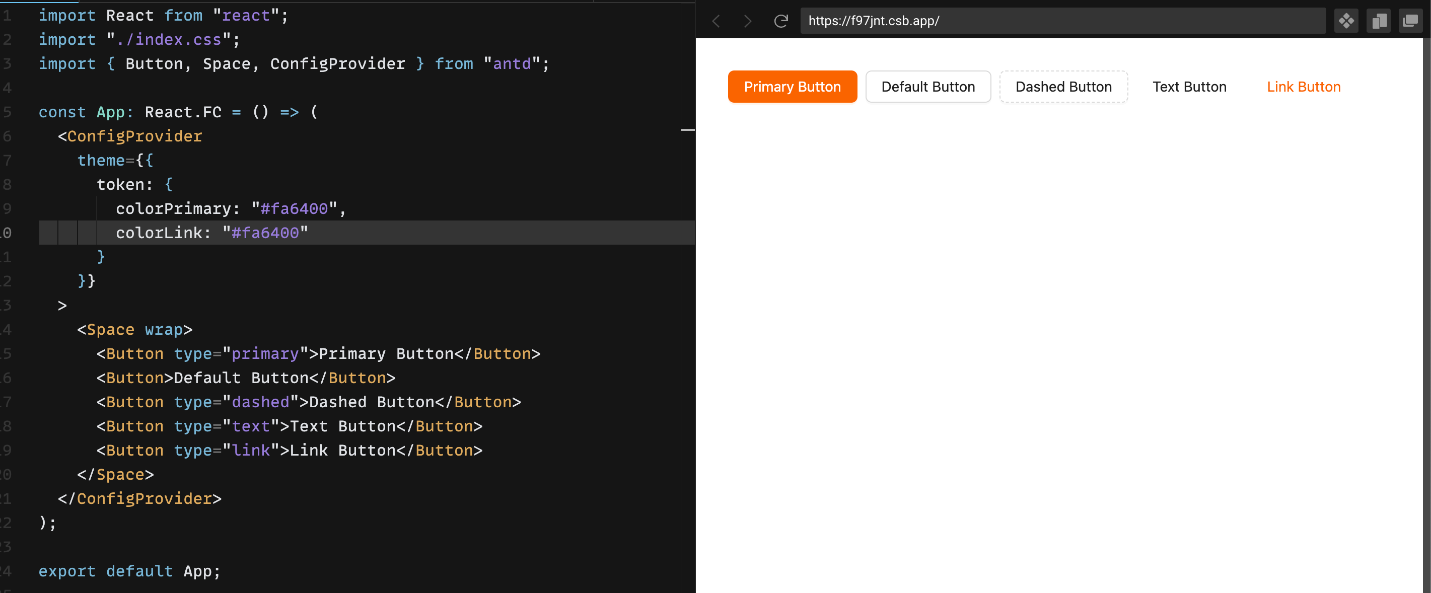 button组件type="link"时token主题配置不生效 · Issue #44213 · ant-design/ant-design · GitHub