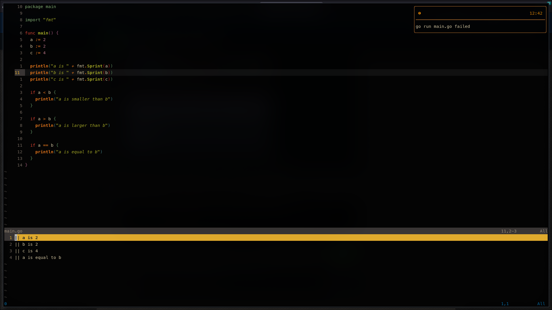 Notify message for GoRun shows 'go run main.go failed' when runs succeed · Issue #171 · ray-x/go ...