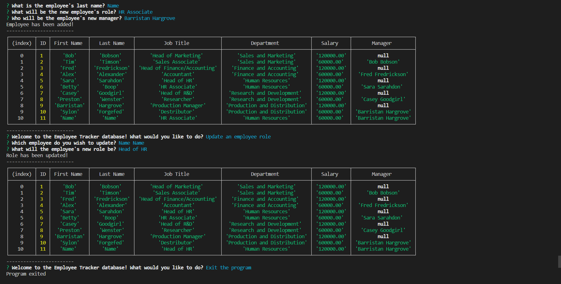 GitHub - Jevenden/Employee-Tracker