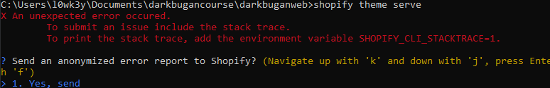 Getting An Error Message When Using Shopify Theme Serve · Issue 2208 · Shopifyshopify Cli · Github