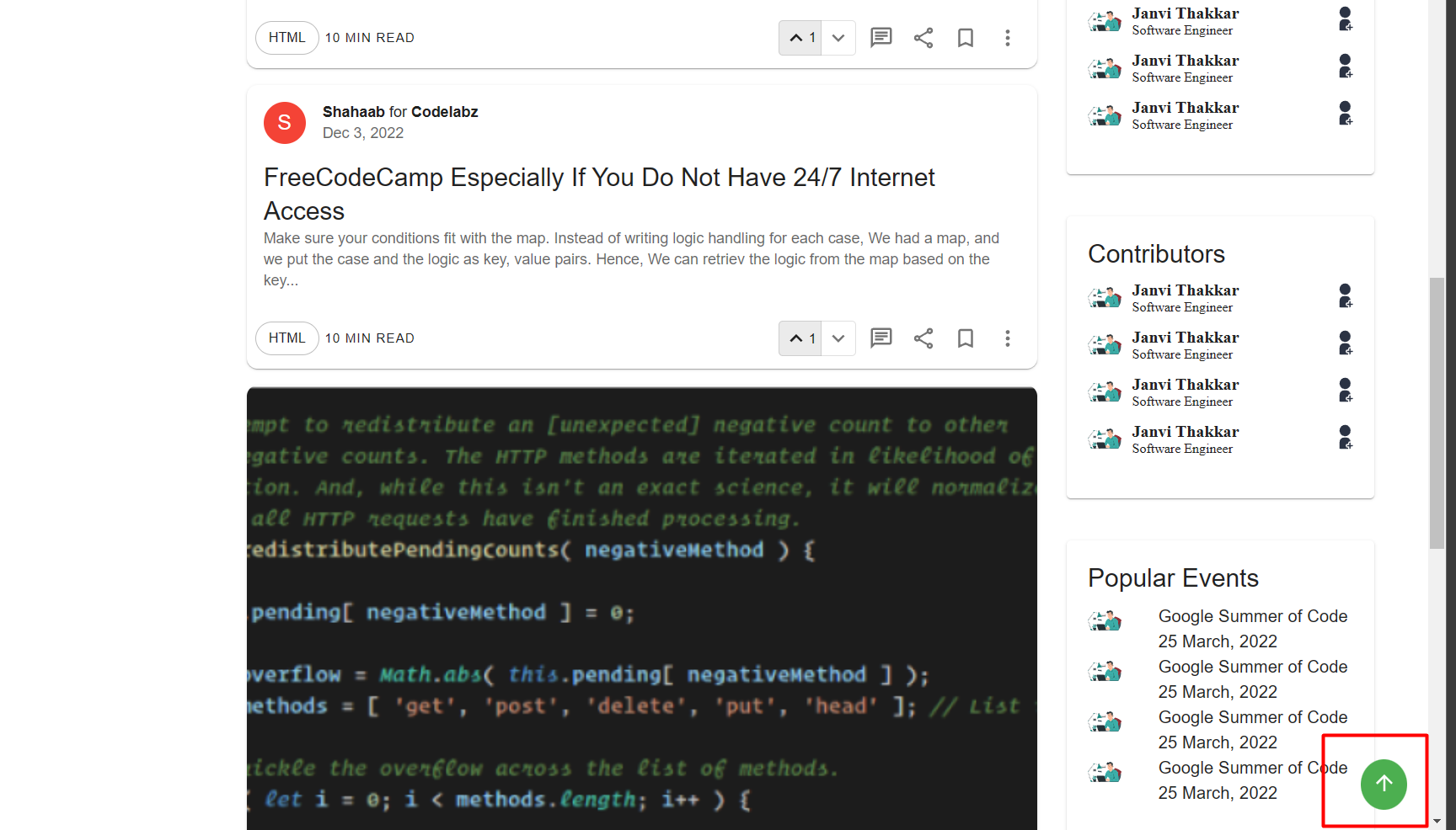 Add back to top feature by Vivekkushwaha123 · Pull Request #762 · scorelab/Codelabz · GitHub