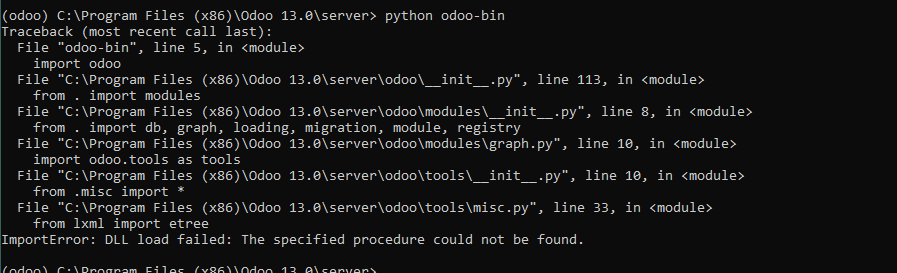 ImportError: DLL load failed: The specified procedure could not be found · Issue #56170 · odoo ...