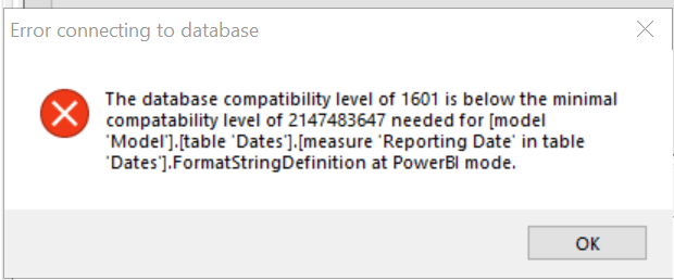 Cannot connect to database - Minimal Compatibility Level of 2147483647 · Issue #1083 ...