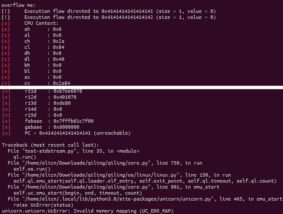 Invalid fetch crashes with the wrong state · Issue #1001 · qilingframework/qiling · GitHub