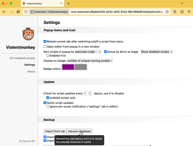 [BUG] Strange Settings 'Vacuum Database' Tooltip Behavior · Issue #1819 · violentmonkey ...