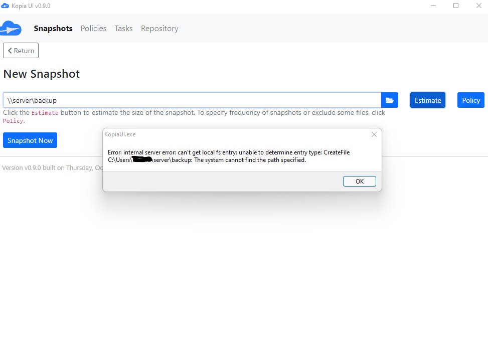 UNC snapshot of root path not working (#1362) · Issue #1385 · kopia/kopia · GitHub