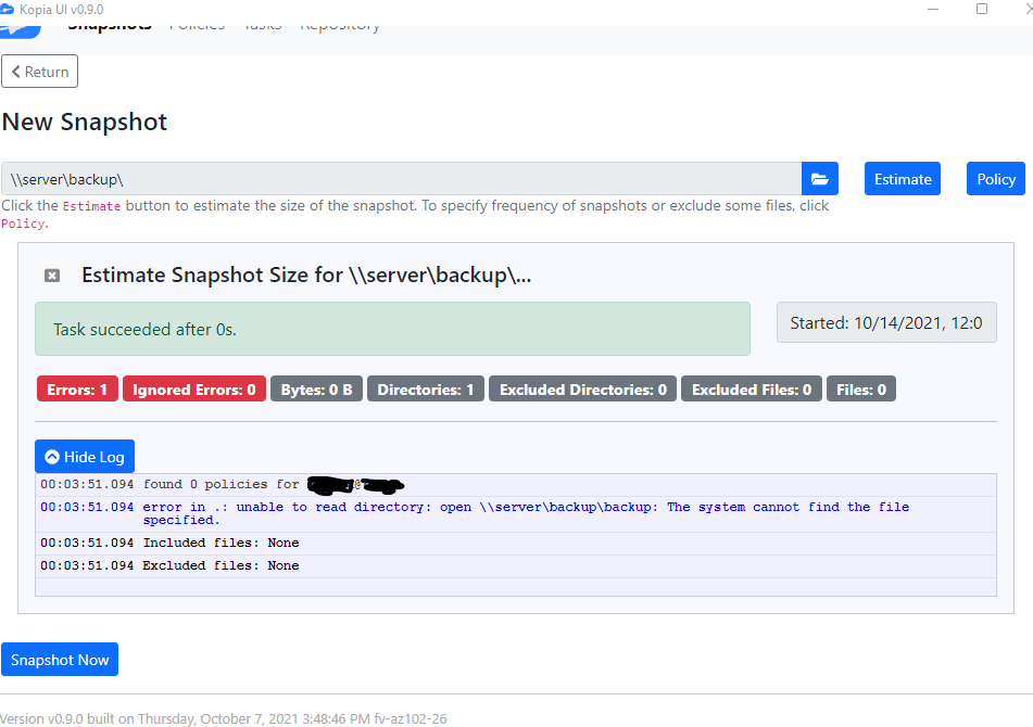 UNC snapshot of root path not working (#1362) · Issue #1385 · kopia/kopia · GitHub