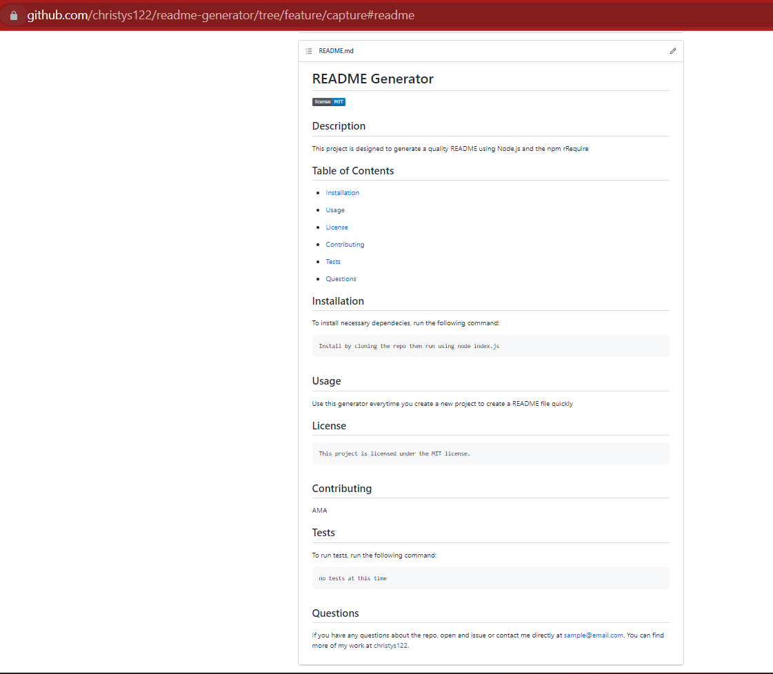 GitHub - christys122/readme-generator