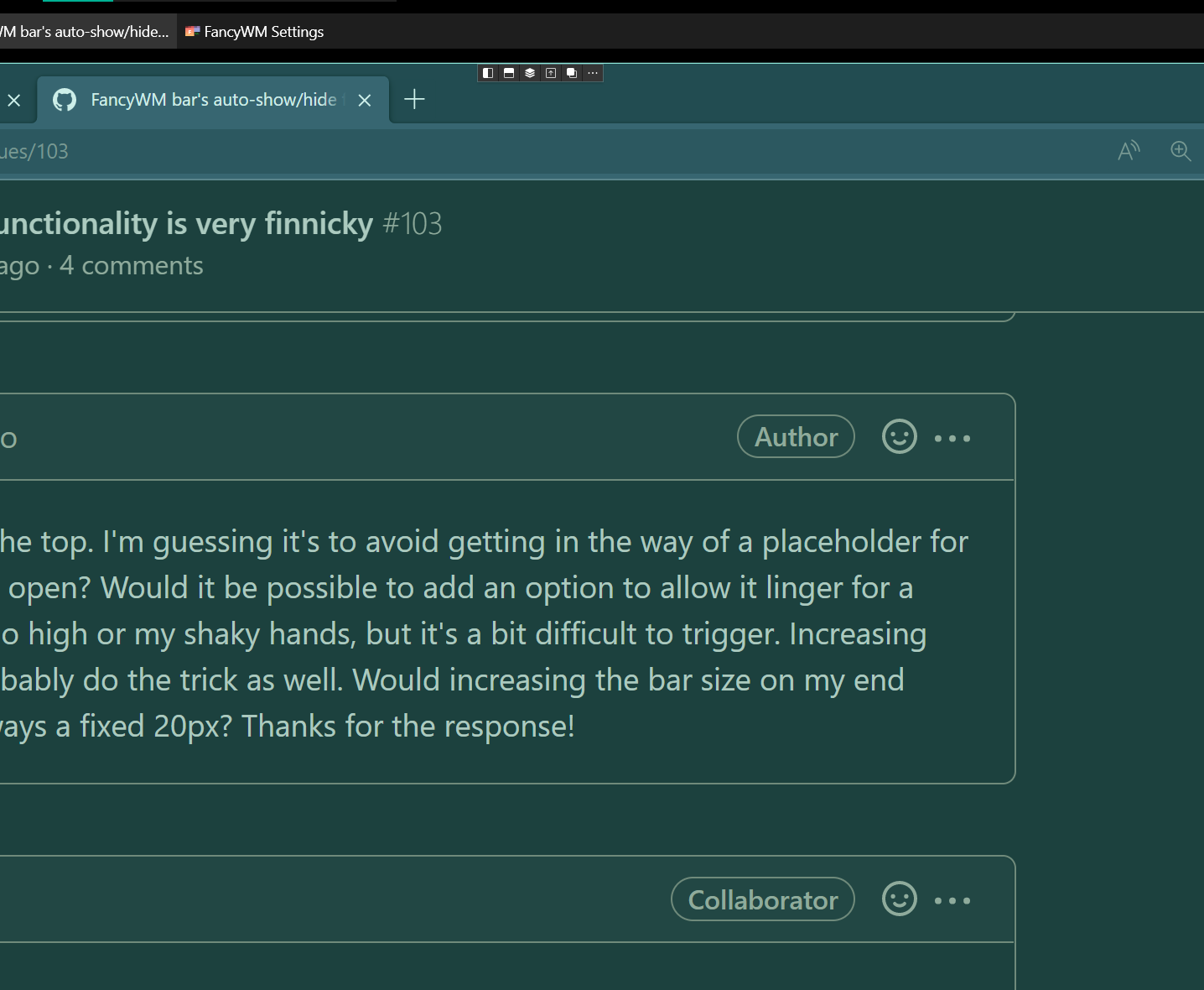 FancyWM bar's auto-show/hide functionality is very finnicky · Issue #103 · FancyWM/fancywm · GitHub