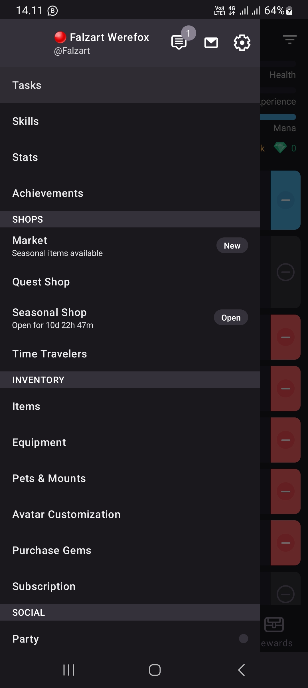 Menu not displaying avatar in top left corner · Issue #1872 · HabitRPG/habitica-android · GitHub