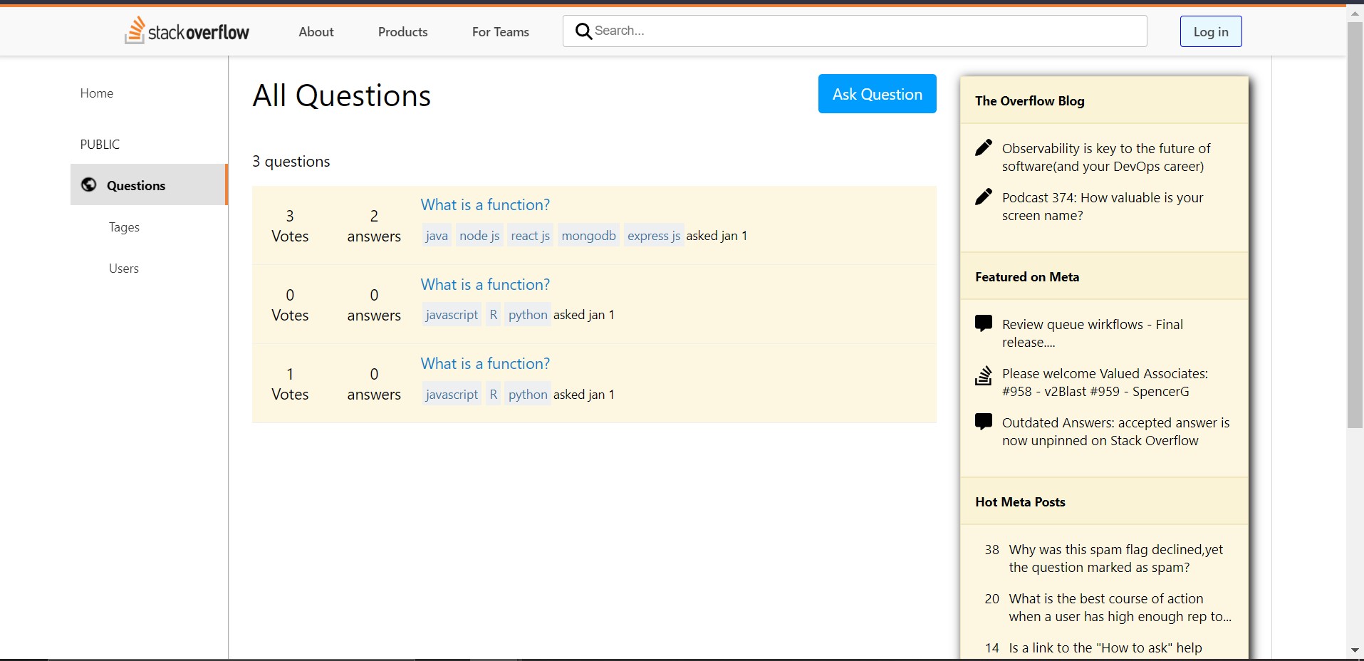 Github Anurajkumar23stack Overflow Clone This Is Simple Stackoverflow Clone Website Of 