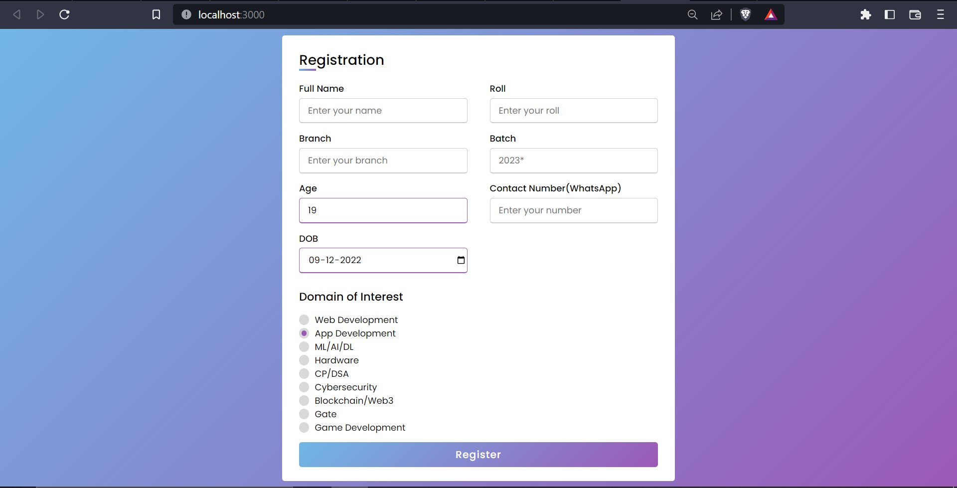 GitHub - anurajkumar23/Register-Form: CODEBIRD register form for UIT college on React