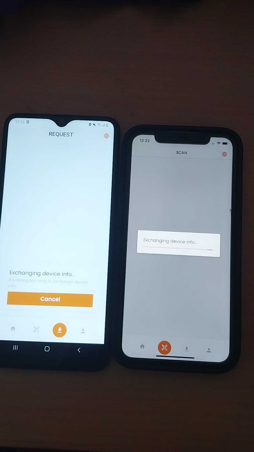 No prompt is displayed on the Sharing device when `Cancel` is clicked on the Receiving device ...