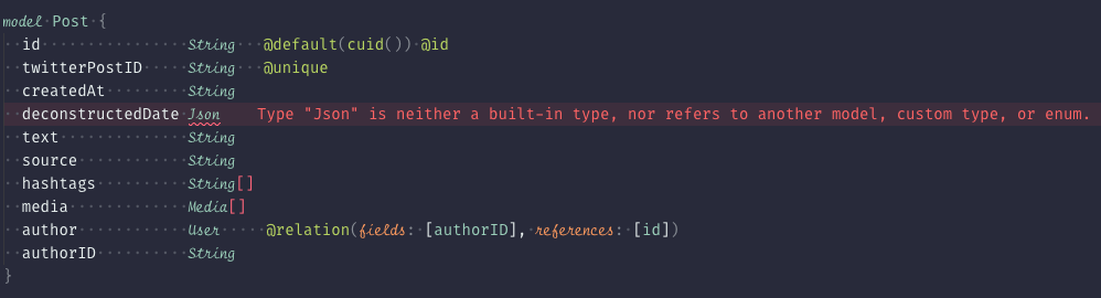 Prisma Schema Error with Json Type · Issue #2354 · prisma/prisma · GitHub