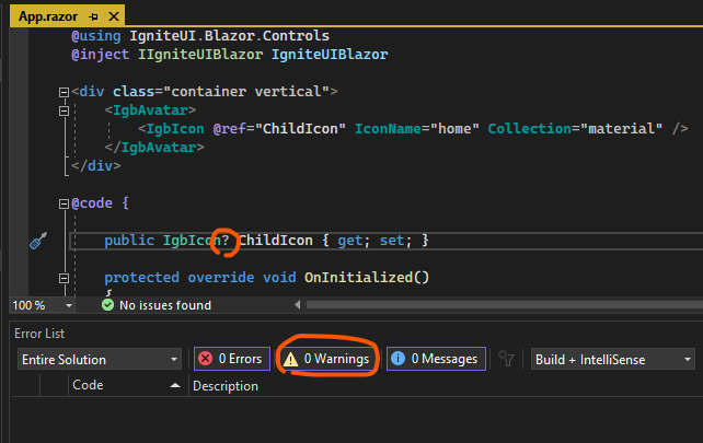 [blazor] Fix Warnings About Nullable Reference Types Cs8618 And Cs8625 · Issue 161 · Igniteui
