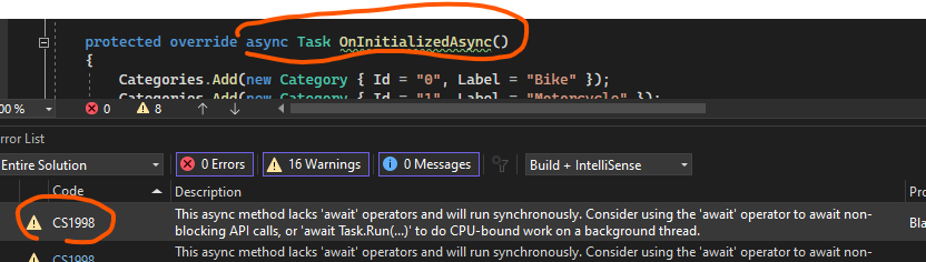 [Blazor] The warning CS1998 is caused · Issue #164 · IgniteUI/igniteui ...