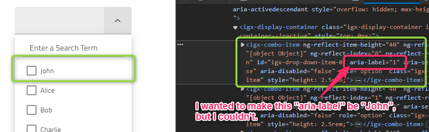 igx-combo - make it controllable which value to be bound for the "aria-label" attribute to ...