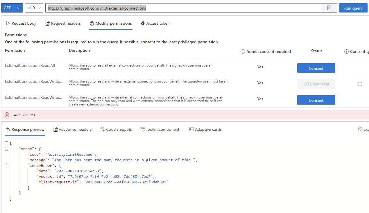 The Endpoint V10externalconnections Returns 429 · Issue 2751 