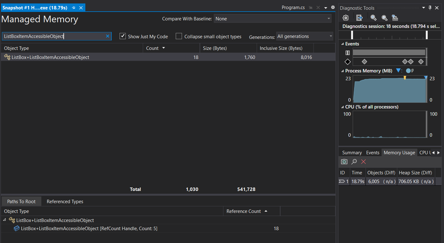 Listbox Items Accessible Objects Are Leaking In Memory · Issue 7197 · Dotnetwinforms · Github