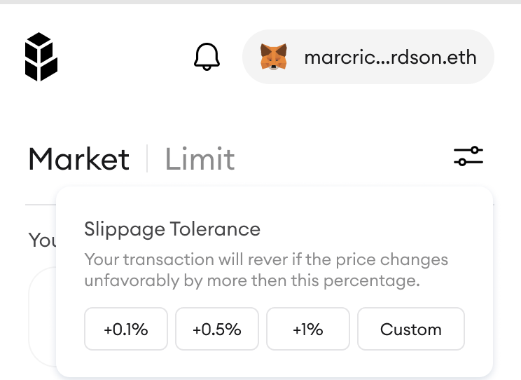 Slippage tolerance location change · Issue #583 · bancorprotocol/webapp-v3 · GitHub