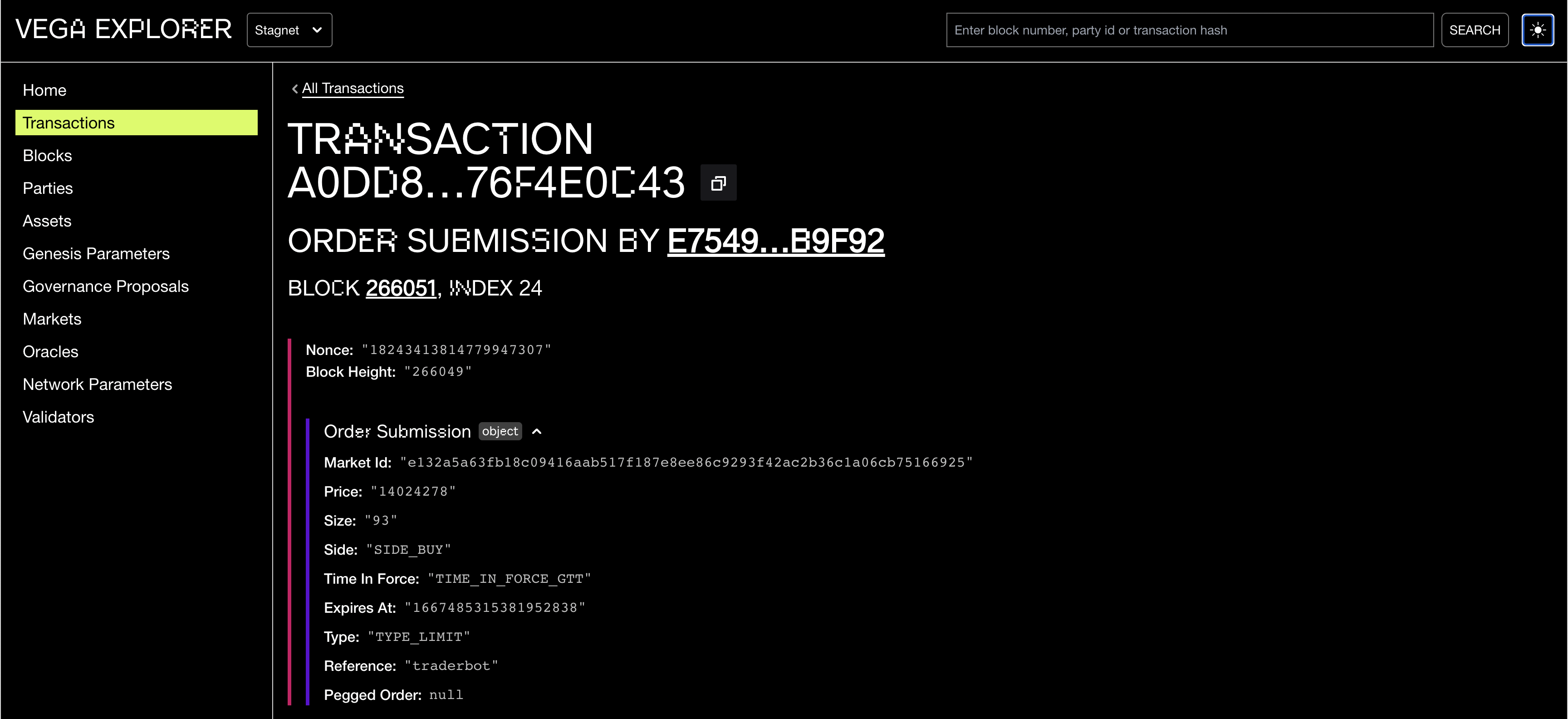 Feat/1416 tx detail by elmar-vega · Pull Request #1953 · vegaprotocol/frontend-monorepo · GitHub