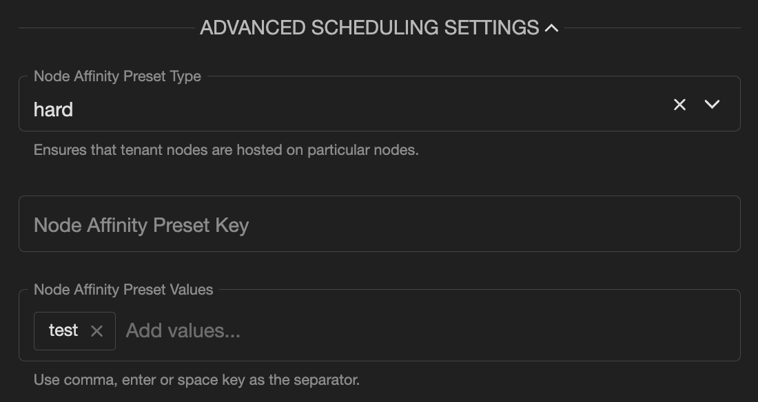 KubeVirt wizard allows to create node affinity preset without key · Issue #5684 · kubermatic ...