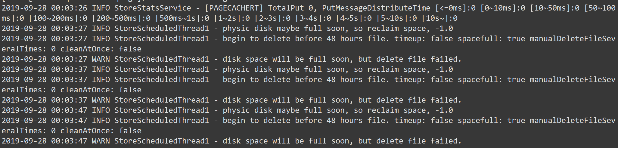 Service startup report disk error · Issue #1493 · apache/rocketmq · GitHub