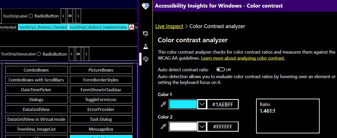 The ToolStripButton borders have low color contrast ratio in high contrast mode · Issue #6220 ...