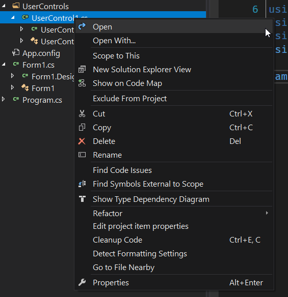 Cannot Open Designer For Usercontrols For Sdk Based Winforms Projects · Issue 4653 · Dotnet