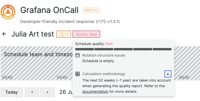 Schedules. Incorrect link (+link color) for schedule quality metric documentation · Issue #2357 ...