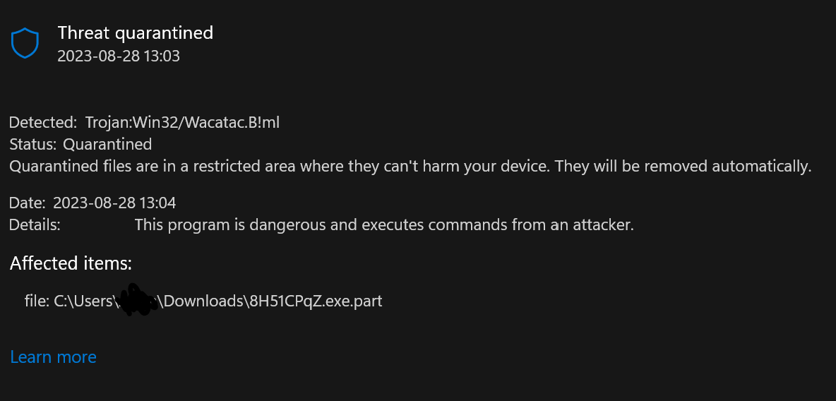 Trojan:Win32/Wacatac.B!ml · Issue #385 · hellzerg/optimizer · GitHub