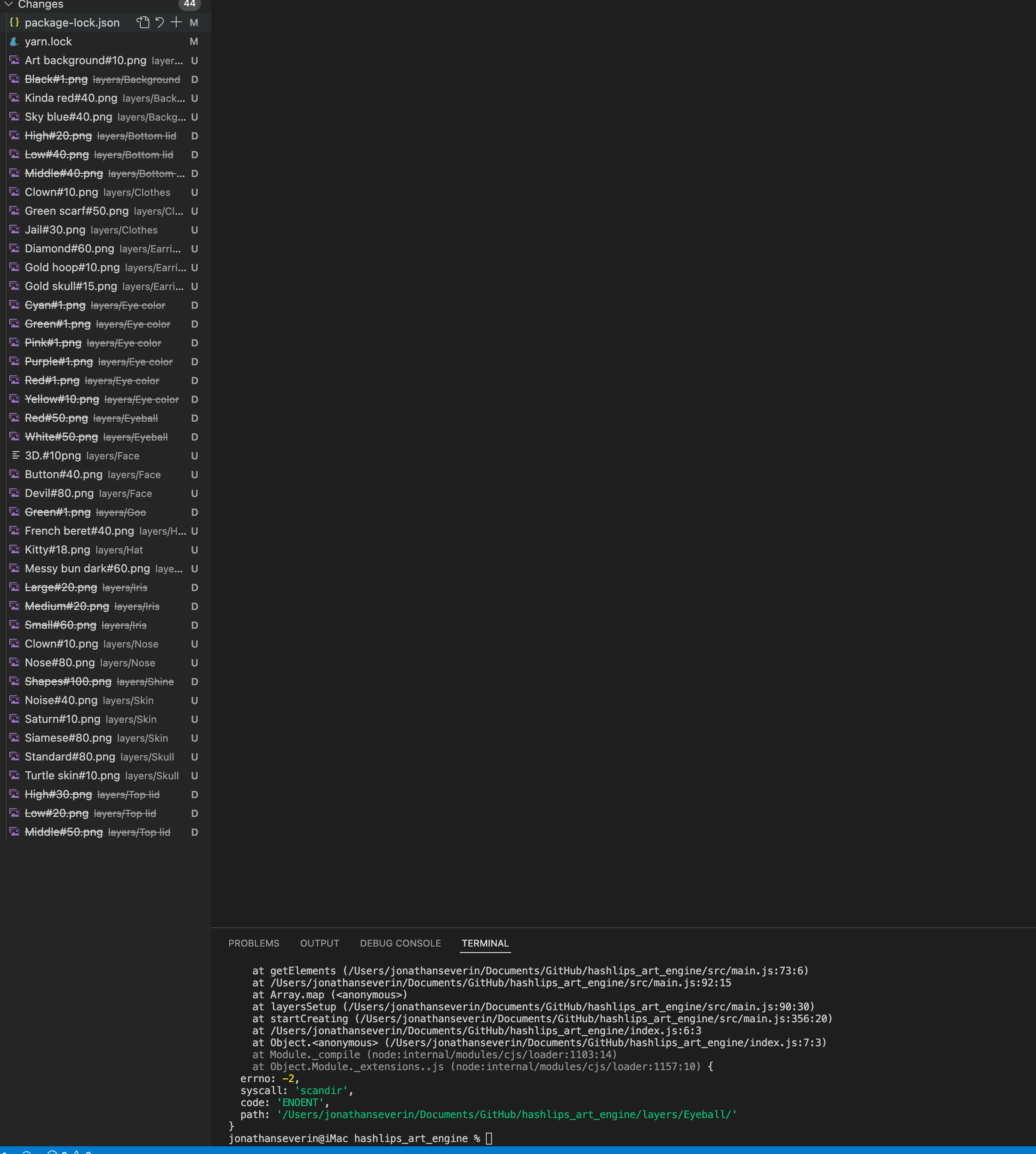 npm run generate Issue · Issue #1040 · HashLips/hashlips_art_engine · GitHub