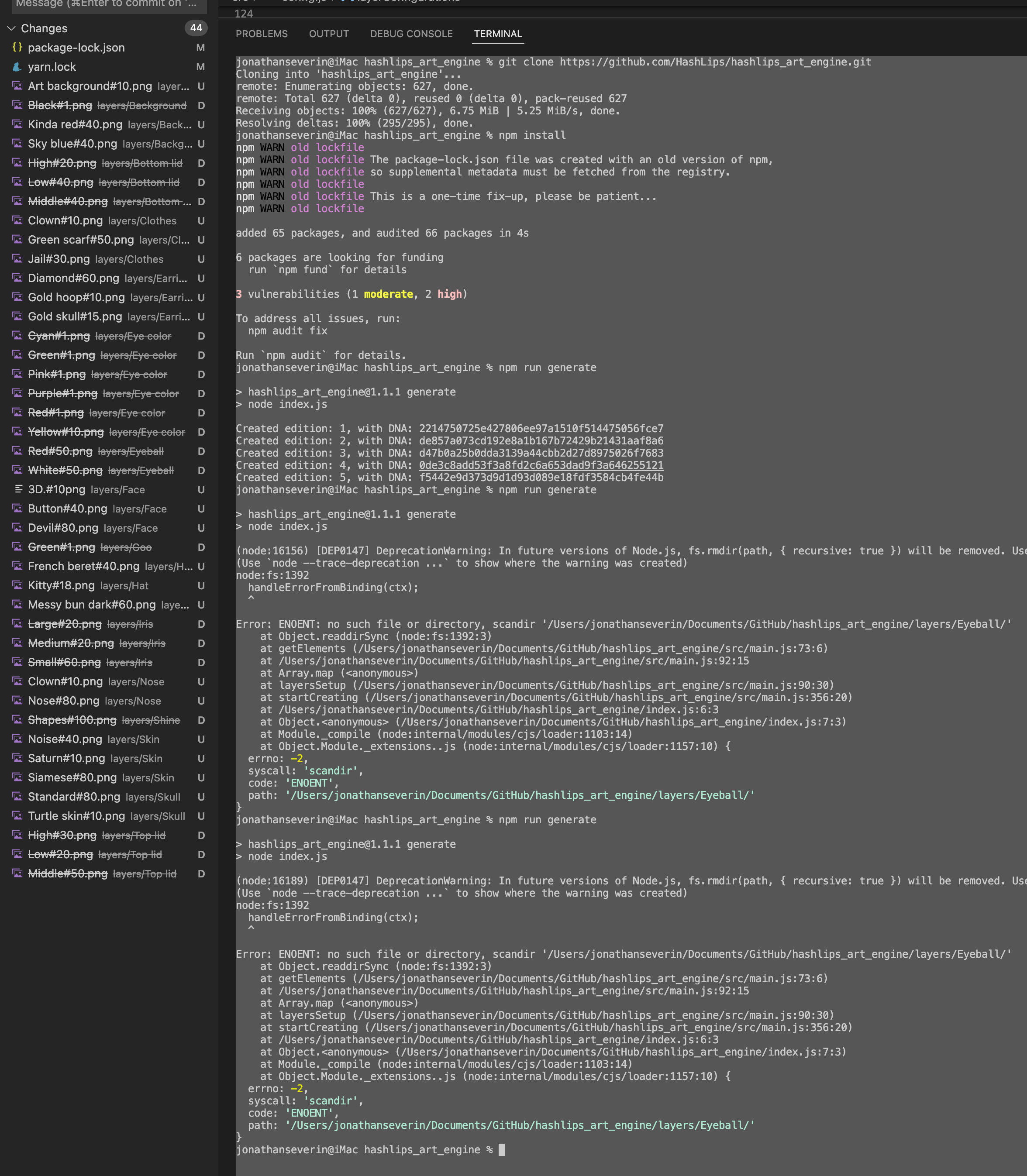 npm run generate Issue · Issue #1040 · HashLips/hashlips_art_engine · GitHub