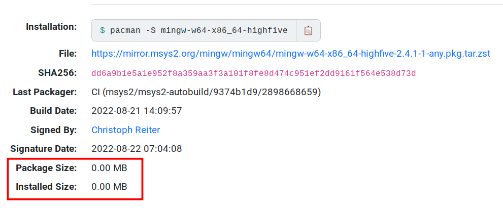 [highfive] package contains no files (recent changes probably don't install where they should ...