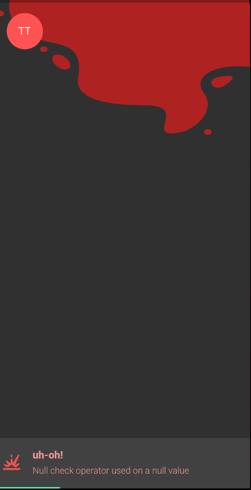 Name in profile avatar is incorrect, null check operator on null value ...