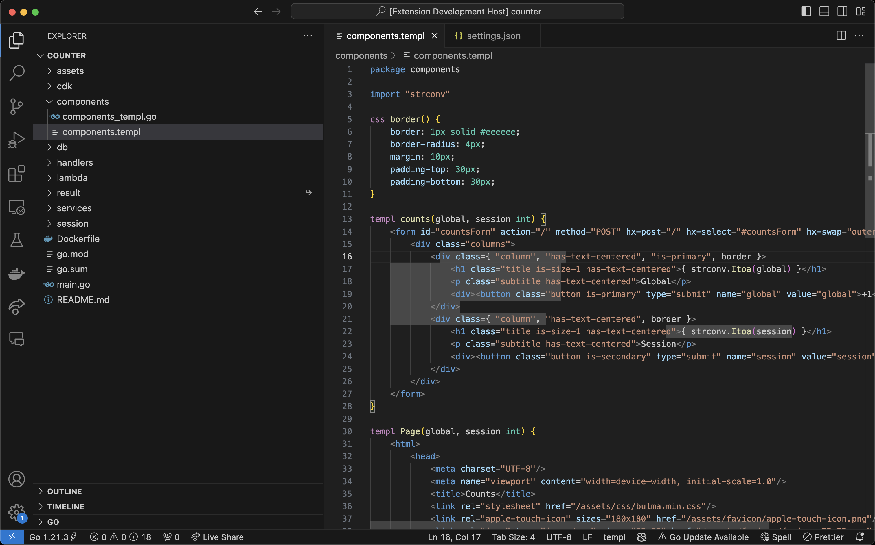 Document highlight on vscode behaves strangely · Issue #283 · a-h/templ · GitHub