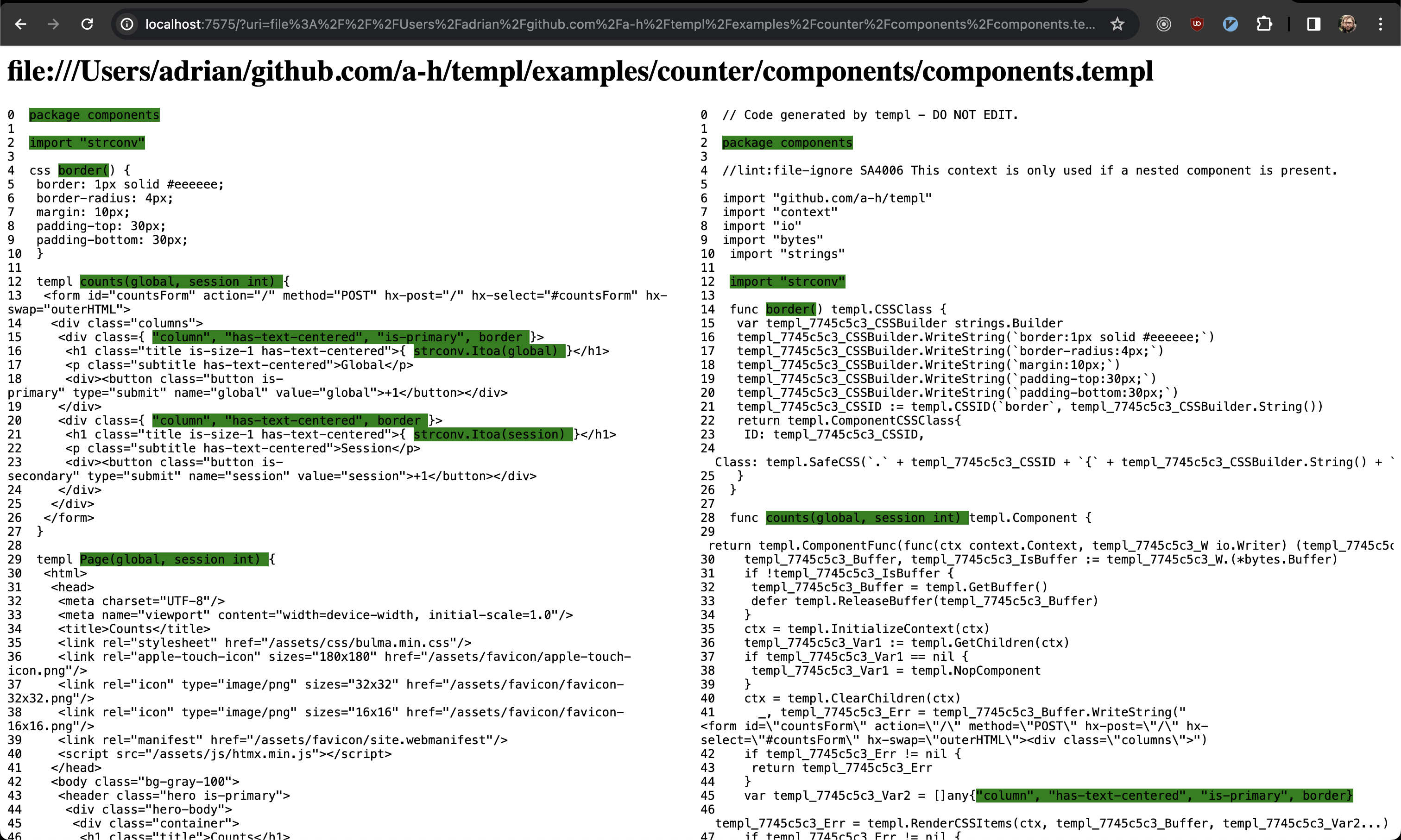 Document highlight on vscode behaves strangely · Issue #283 · a-h/templ · GitHub
