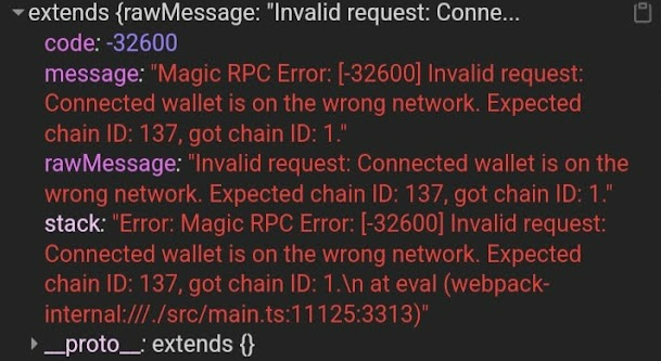 Rpc Error Invalid Request Connected Wallet Is On Wrong Network · Issue 423 · Magiclabsmagic Js