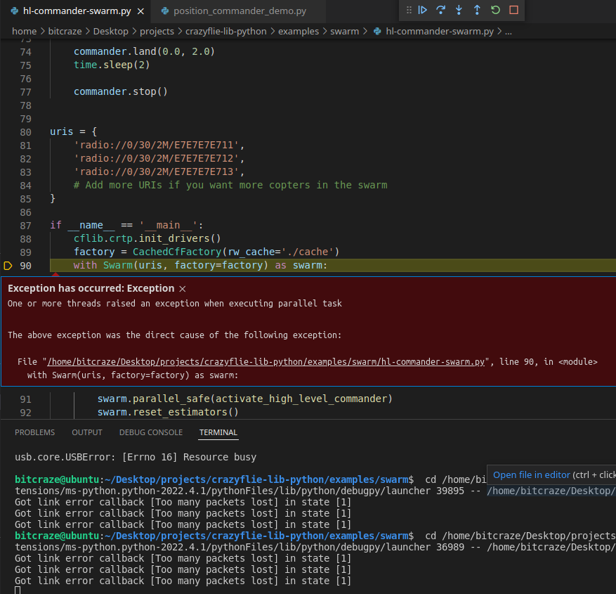 Troubles with Swarm Demo · bitcraze · Discussion #326 · GitHub