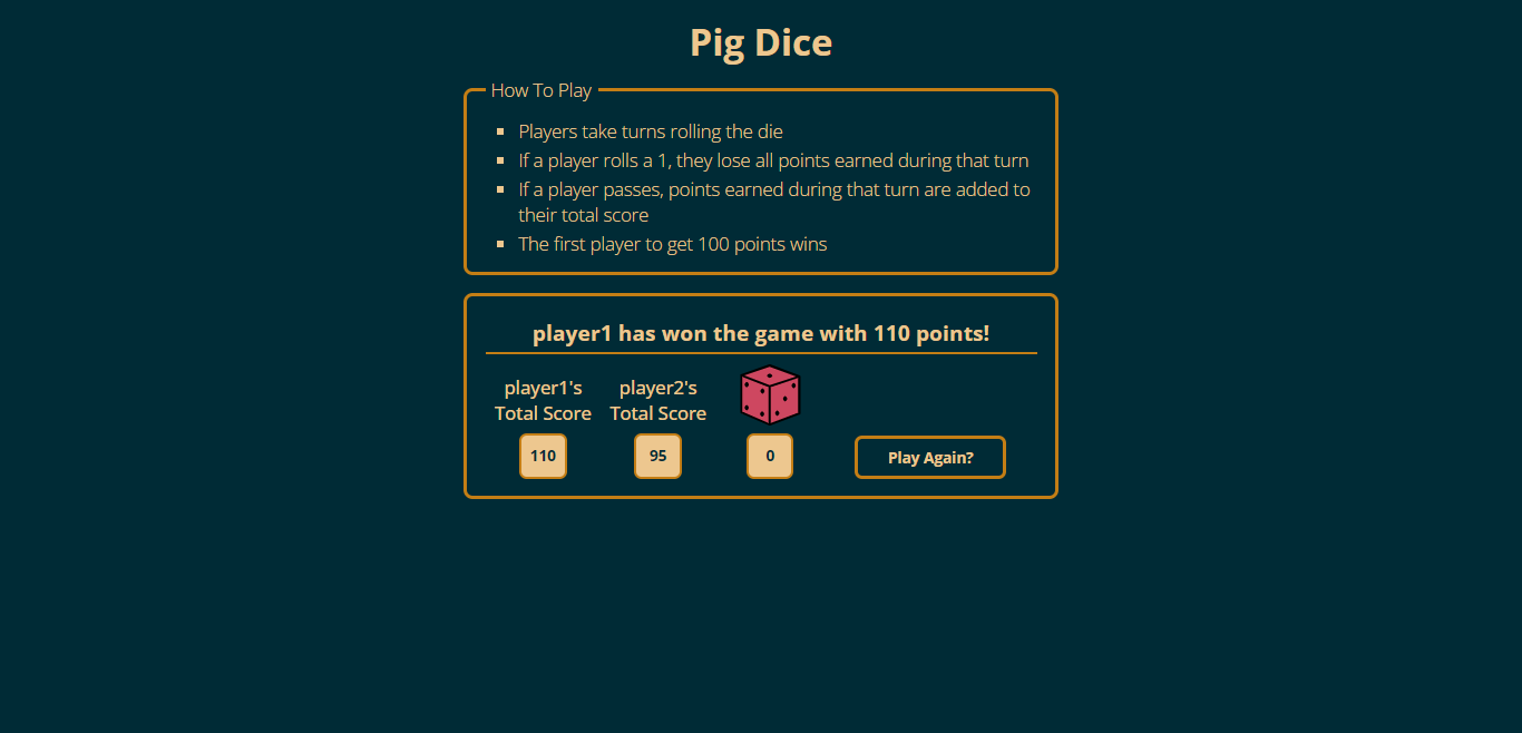GitHub - theZalmanian/Fall2022-CPW204-PigDice: Website implementing the ...
