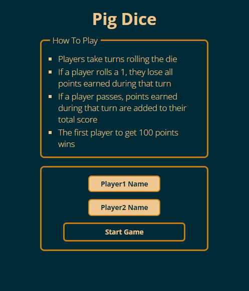 GitHub - theZalmanian/Fall2022-CPW204-PigDice: Website implementing the ...
