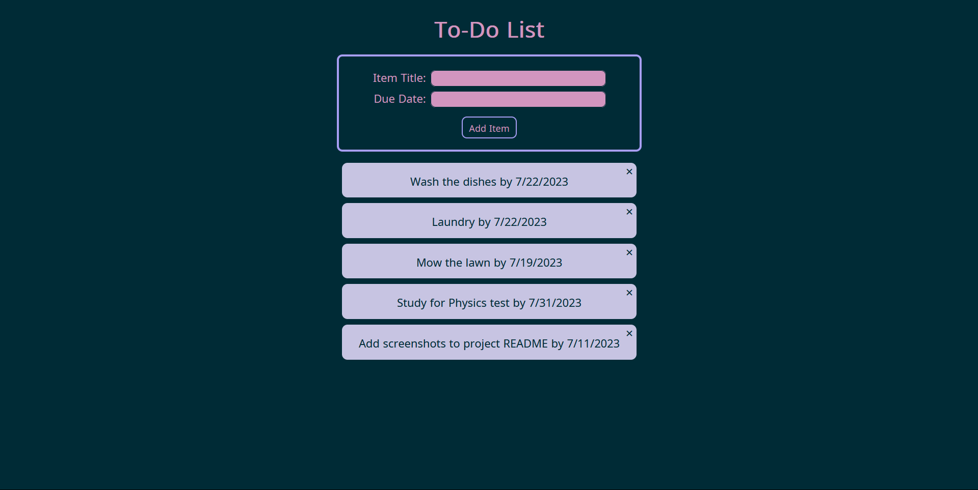 GitHub - theZalmanian/Fall2022-CPW204-ToDoList: Website implementing a ...