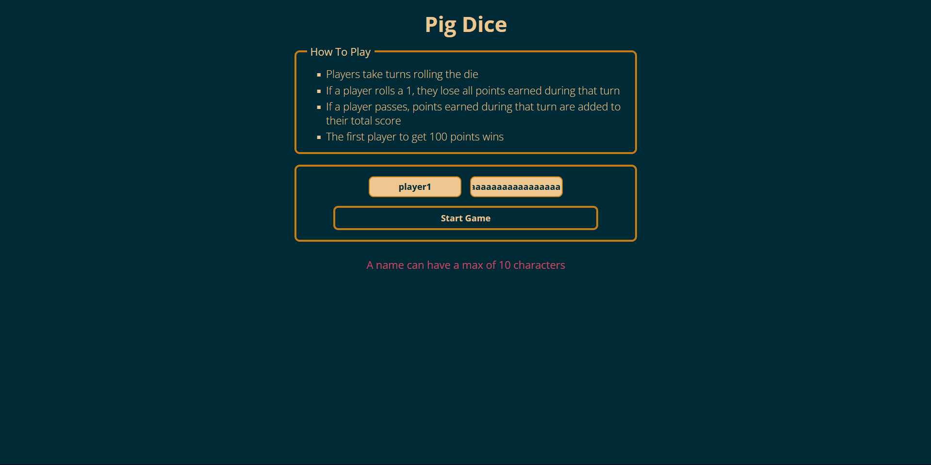 GitHub - theZalmanian/Fall2022-CPW204-PigDice: Website implementing the ...